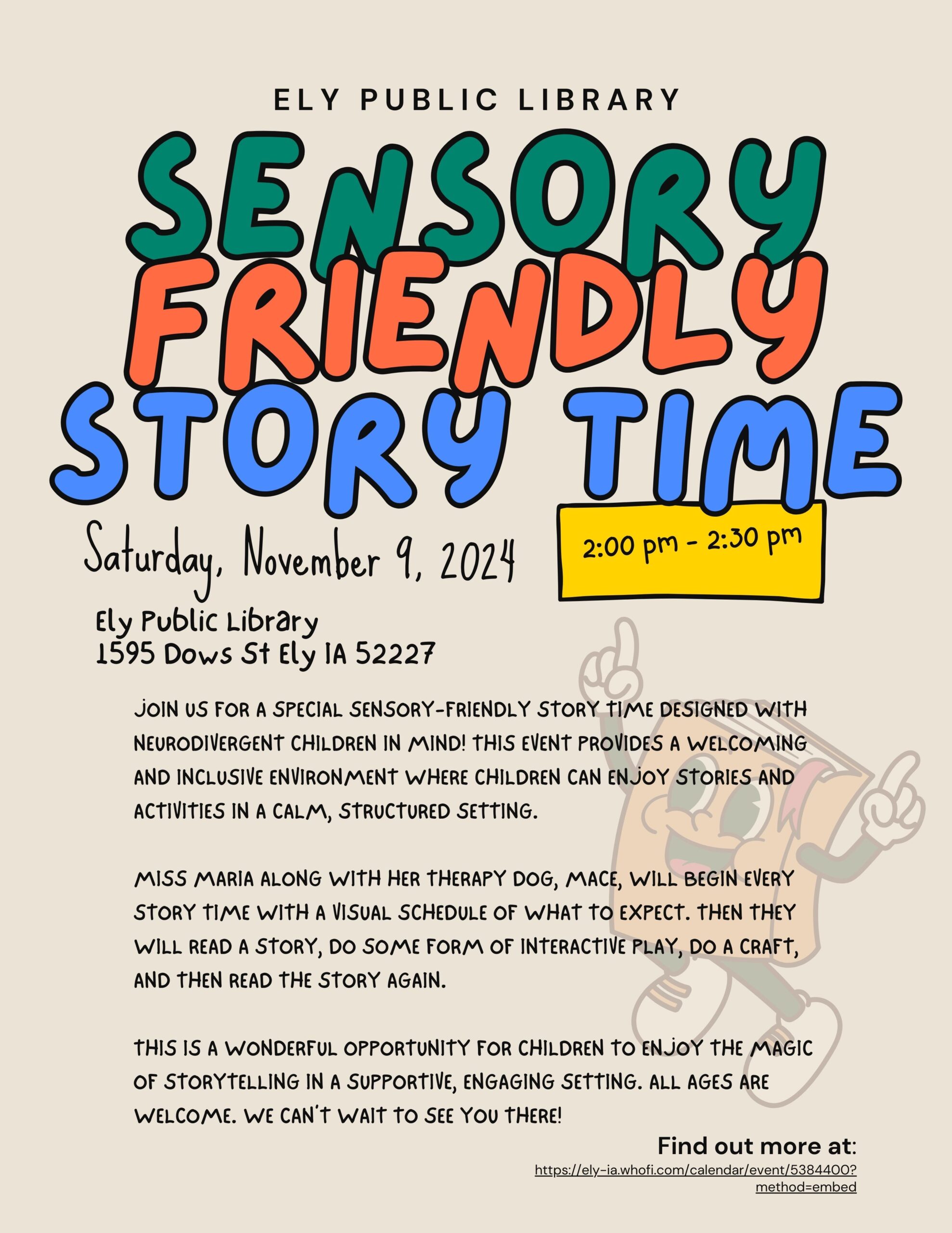 Sensory Friendly Story Time – College Community School District