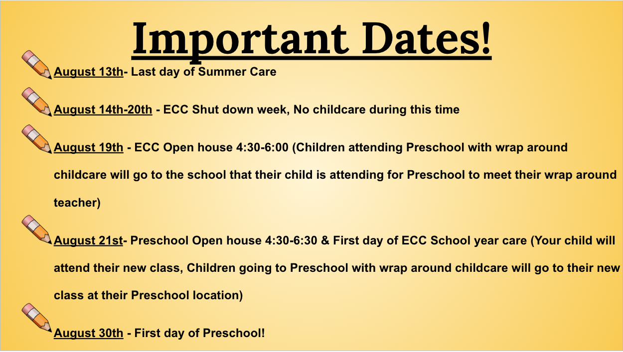 Open House, Shut down week and More! – Early Childhood